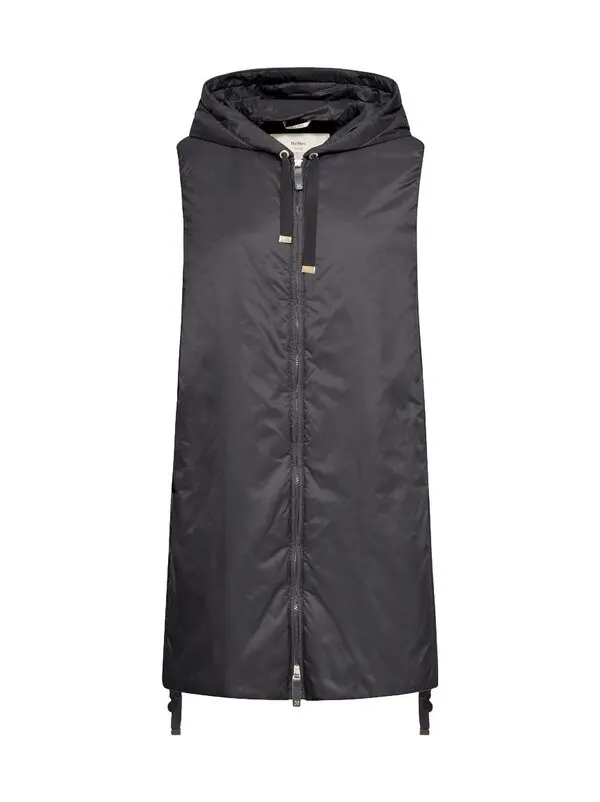 Max Mara Water-repellent Canvas Vest With Hood - Black