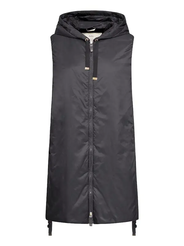 Max Mara Water-repellent Canvas Vest With Hood - Black