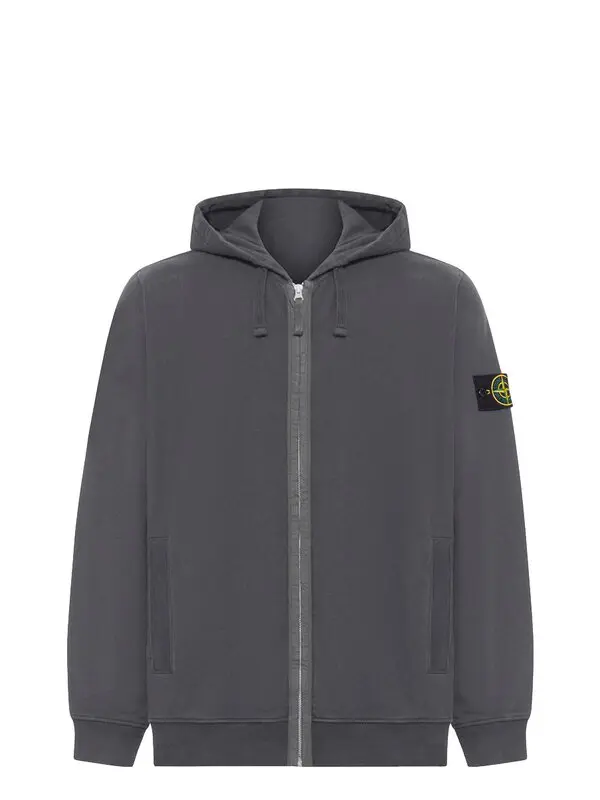 Stone Island Cotton Zip-up Hooded Sweatshirt - Gray