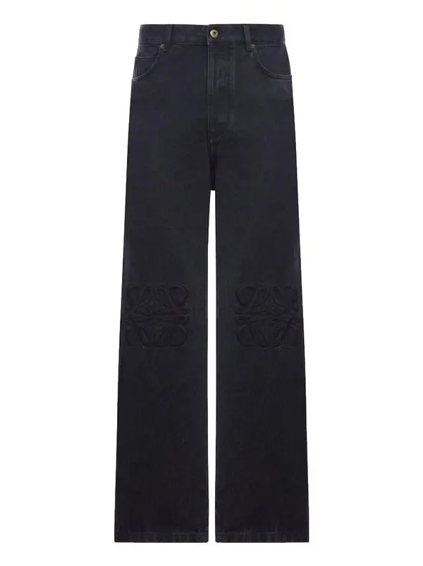 Loewe Baggy Jeans With Anagram Embroidery - Black