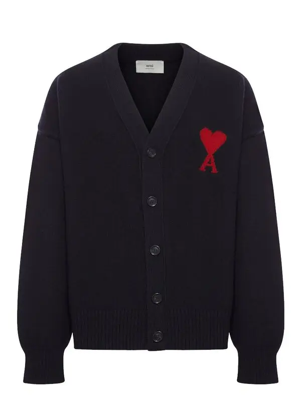 AMI Paris De Coeur Wool Cardigan - Multicolor