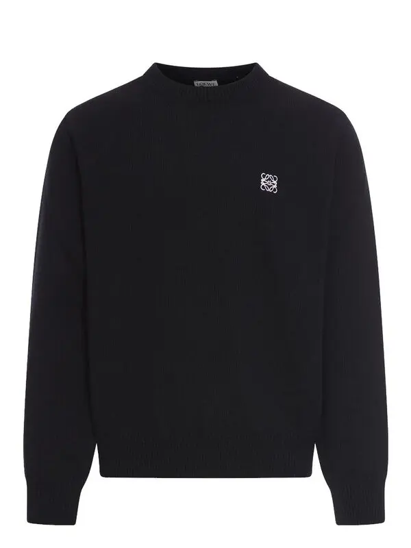 Loewe Anagram Embroidered Wool Sweater - Black
