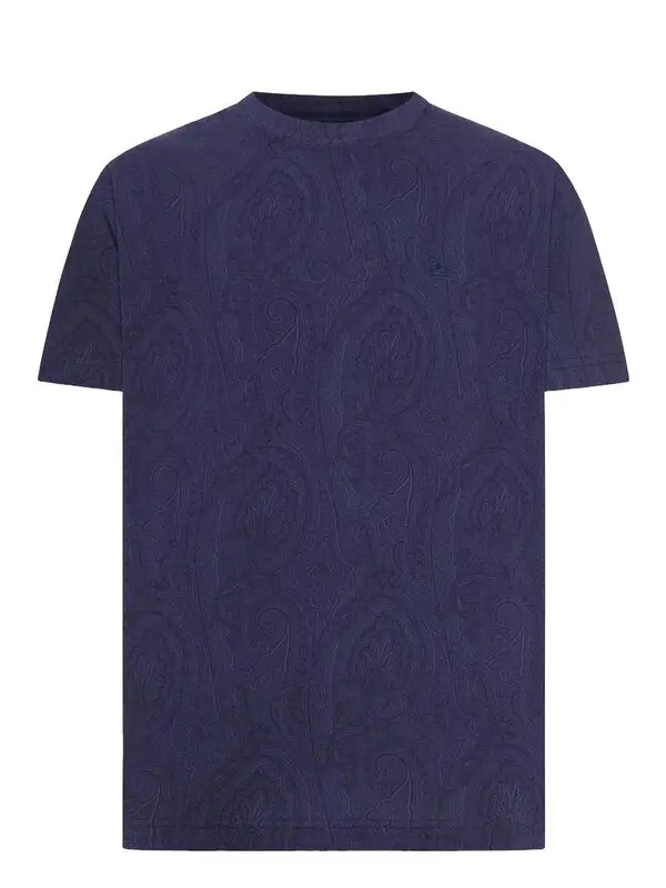 Etro Cotton T-shirt With Arnica Pattern - Blue