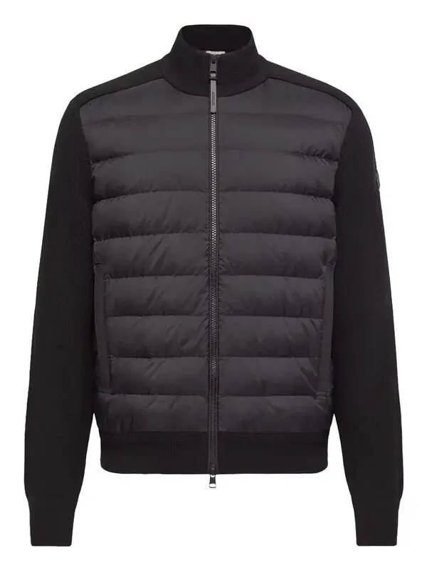 Moncler Wool And Cashmere Blend Padded Zip-up Cardigan - Black