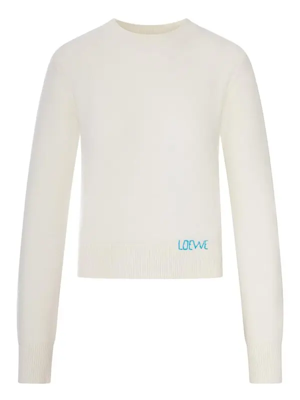 Loewe Wool Sweater With Hand-embroidered Detail - Cream