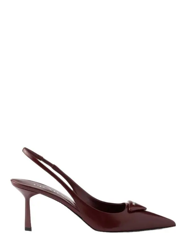 Prada Slingback Pumps In Brushed Leather - Red