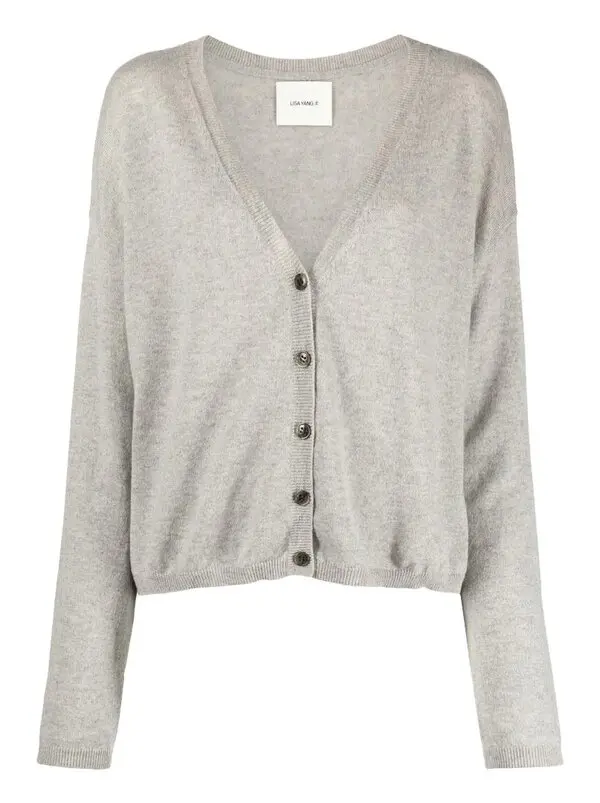 LISA YANG Grey Mélange Effect Cashmere V-neck Cardigan - Gray
