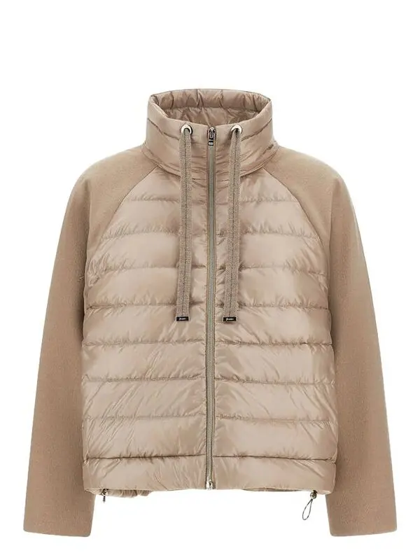 Herno Quilted Jacket With Drawstring High Neck - Cream