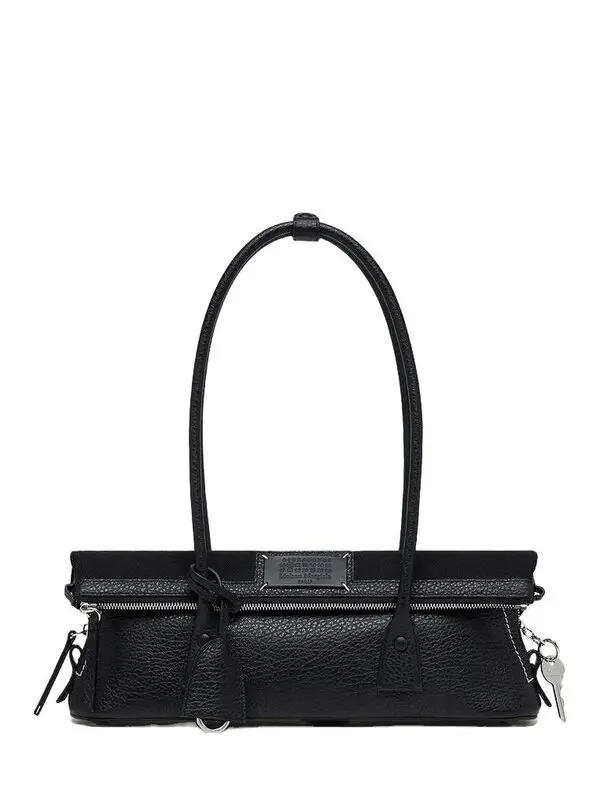MAISON MARGIELA Leather Shoulder Bag With Zip Top - Black