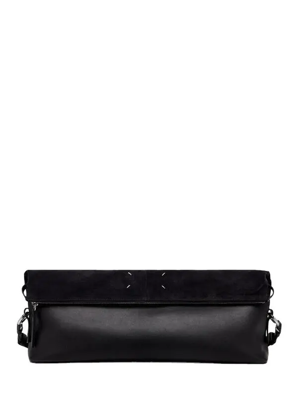 MAISON MARGIELA Smooth Leather And Suede Shoulder Bag - Black