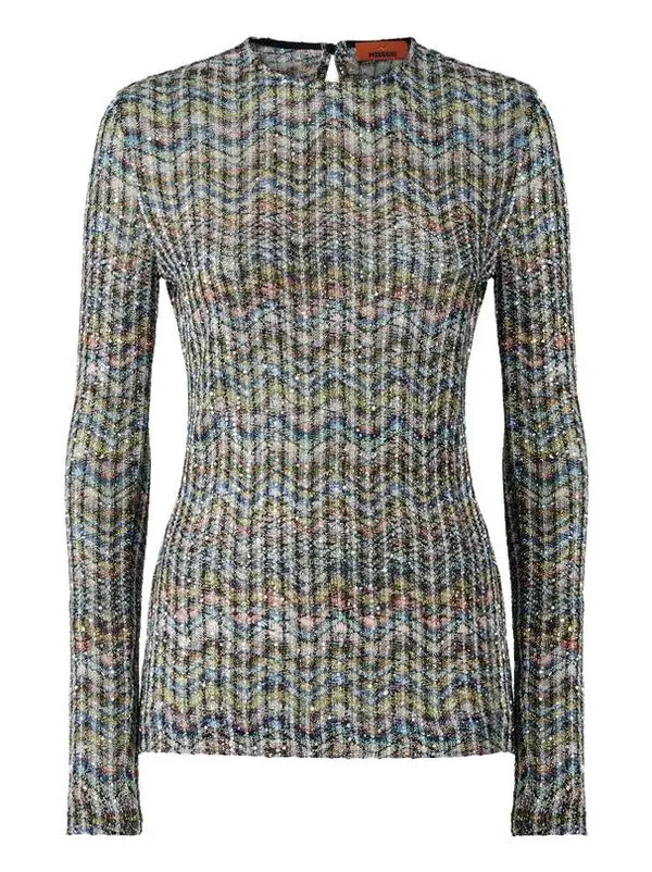 Missoni Zigzag Knit Long Sleeve Jumper - Blue