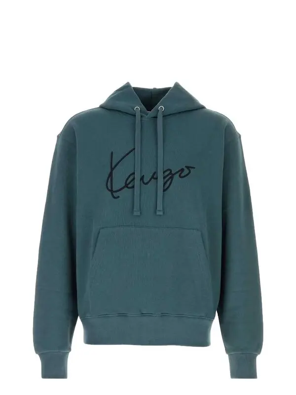 Kenzo Cotton Embroidered Logo Hoodie - Gray