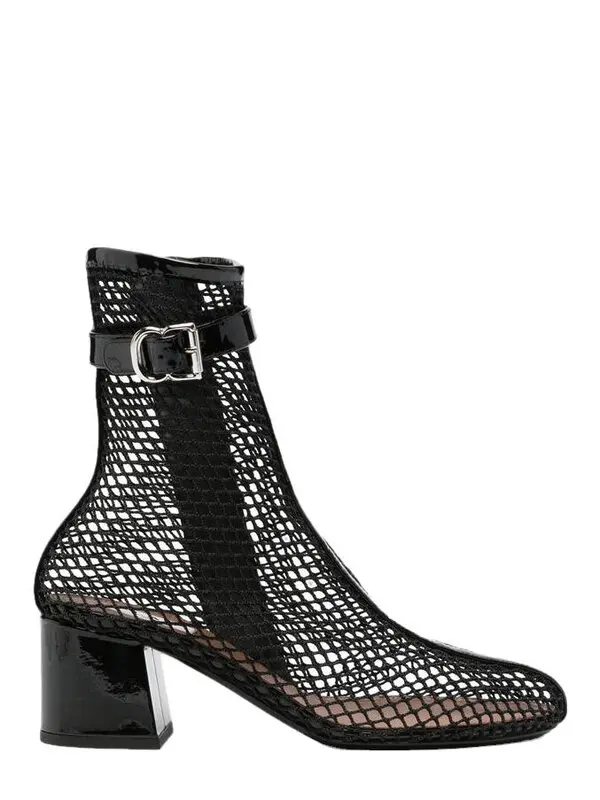 Alaïa Mesh Paneled Buckled Block Heel Ankle Boots - Black