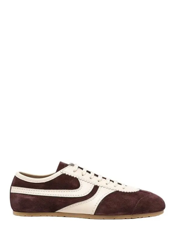 Dries Van Noten Suede And Leather Low Top Sneakers - Red