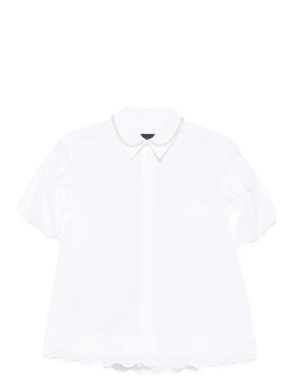 Simone Rocha Pearl Embellished Cotton Broderie-anglaise Shirt - White