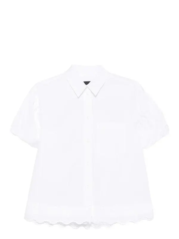 Simone Rocha Cotton Scalloped Hem Shirt - White
