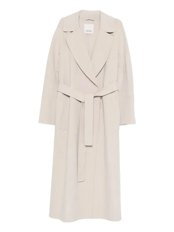 Max Mara Belted Midi Coat With Notched Lapels - Cream