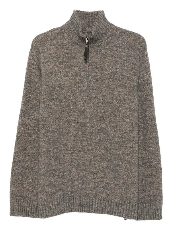 MAISON MARGIELA Grey Marl Effect High Neck Quarter-zip Jumper - Gray