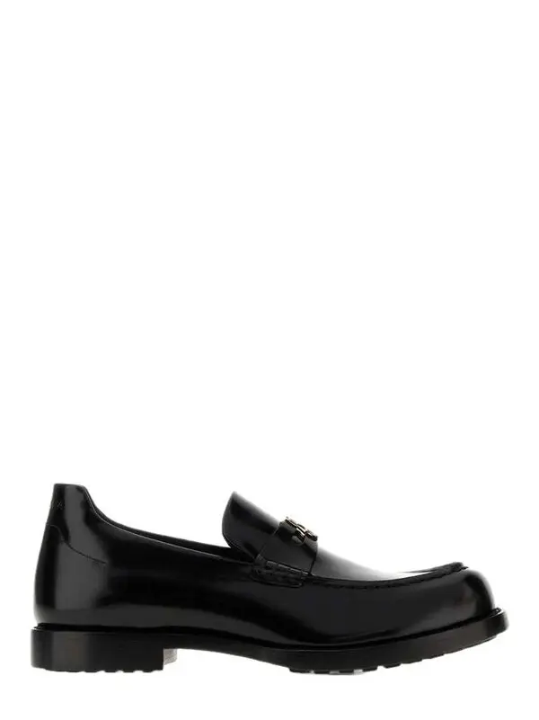 Balenciaga Leather Logo Plaque Loafers - Black