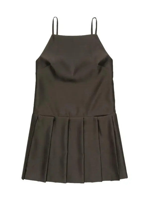 Acne Studios Short Strap Dress With Pleated Skirt - Brown