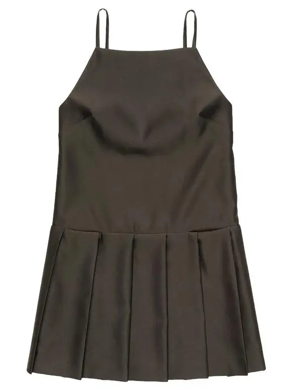 Acne Studios Short Strap Dress With Pleated Skirt - Brown