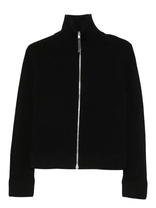 MAISON MARGIELA Fitted Ribbed Knit High Neck Jacket - Black