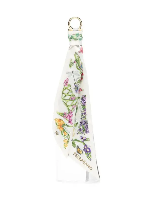 FERRAGAMO Silk Scarf With Floral Print - Cream