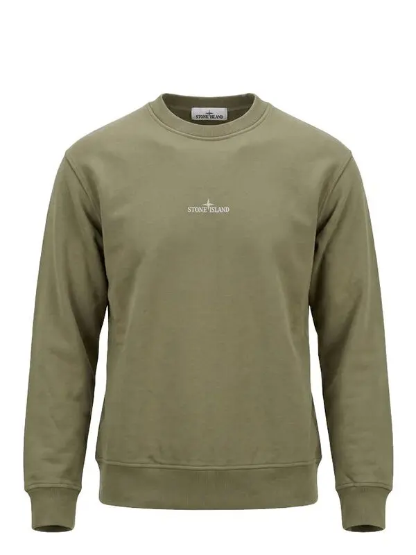 Stone Island Crew Neck Sweatshirt With Logo And Compass Motif - Green