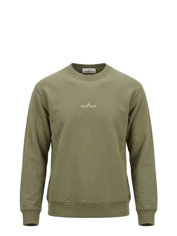 Stone Island Crew Neck Sweatshirt With Logo And Compass Motif - Green