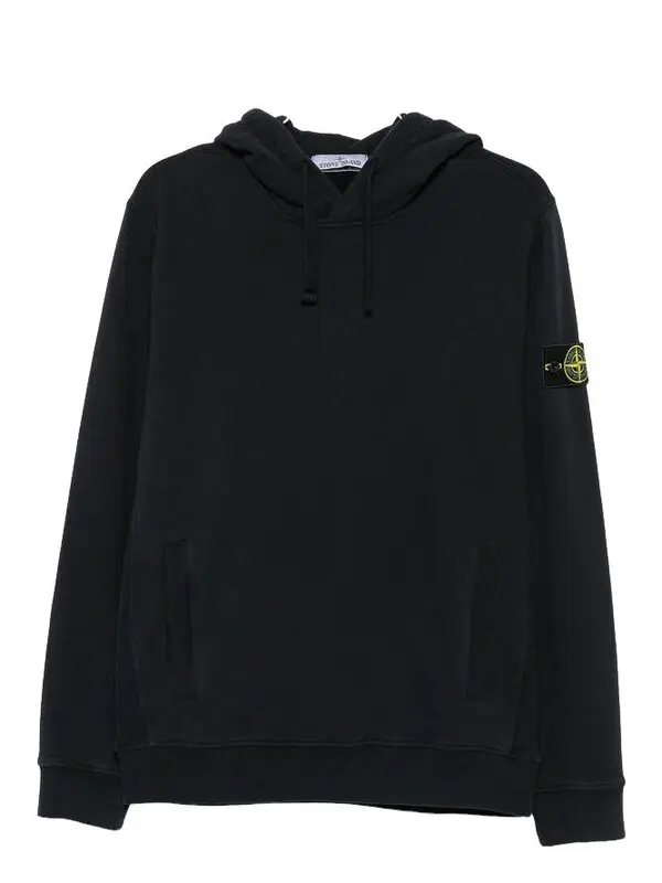 Stone Island Drawstring Hood Logo Patch Hoodie - Blue