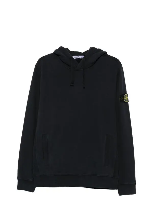 Stone Island Drawstring Hood Logo Patch Hoodie - Blue