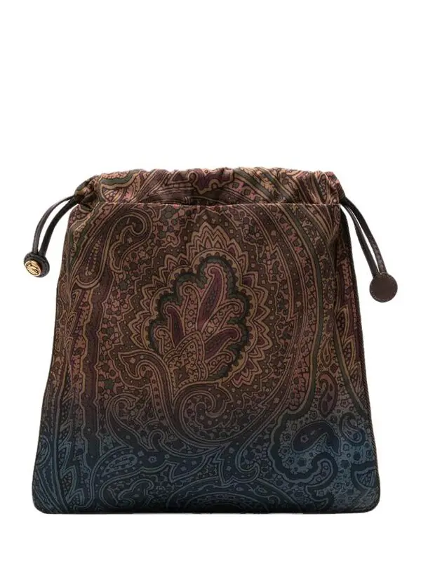Etro Paisley Print Drawstring Tote Bag - Brown