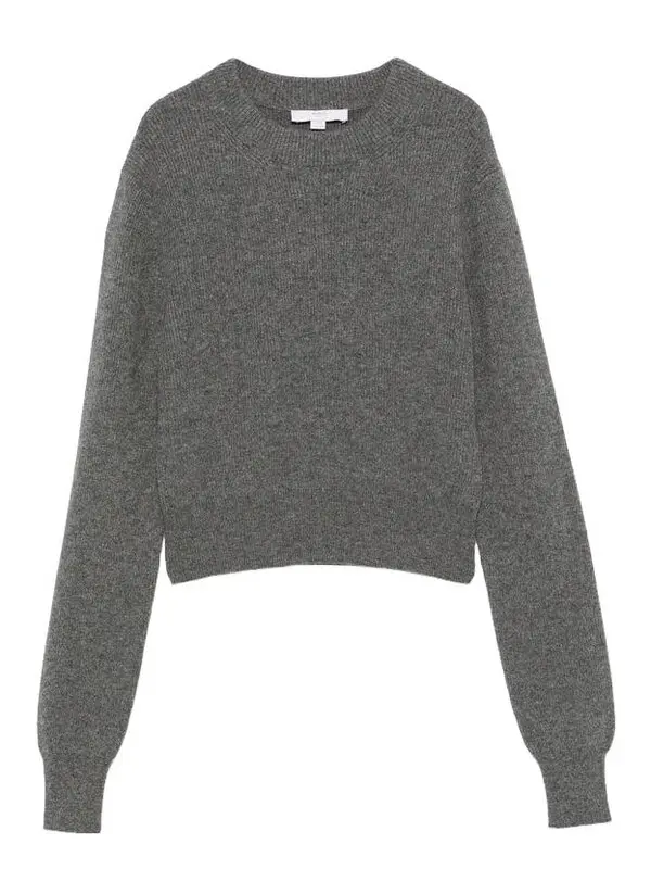 Malo Grey Cashmere Cropped Ribbed Knit Jumper - Gray
