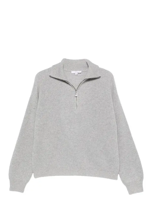 Malo Grey Cashmere Half-zip Ribbed Knit Jumper - Gray