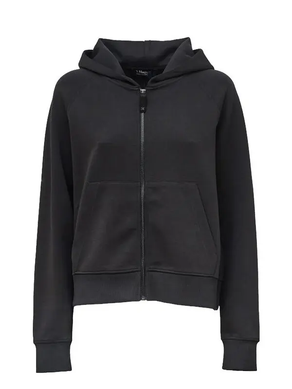 Max Mara Hooded Zip-up Hoodie With Embroidered Logo - Gray