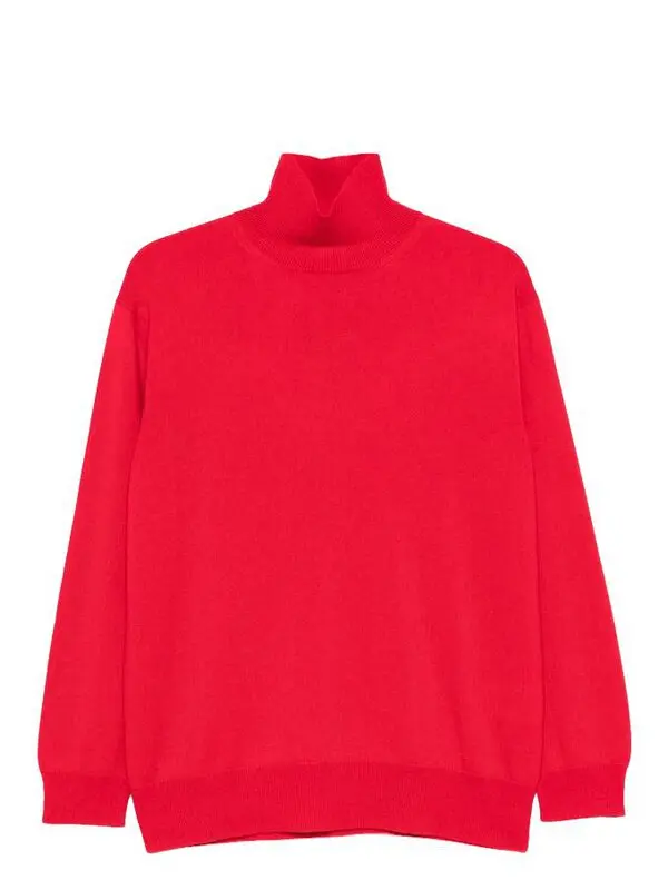 Malo Cashmere High Neck Long Sleeve Jumper - Red