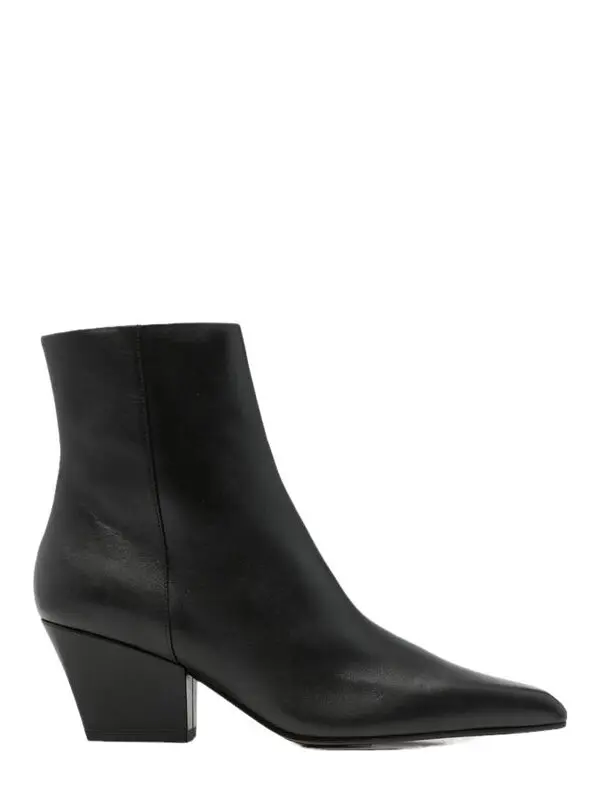 Paris Texas Leather Pointed Toe Zip Up Ankle Boots - Black