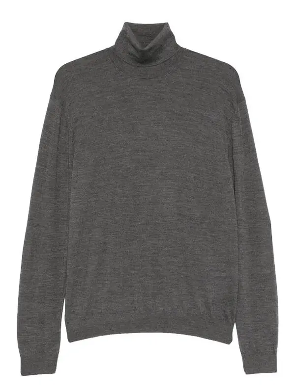 Malo Grey Virgin Wool Roll Neck Sweater - Gray
