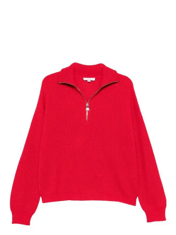 Malo Cashmere High Neck Half-zip Jumper - Red