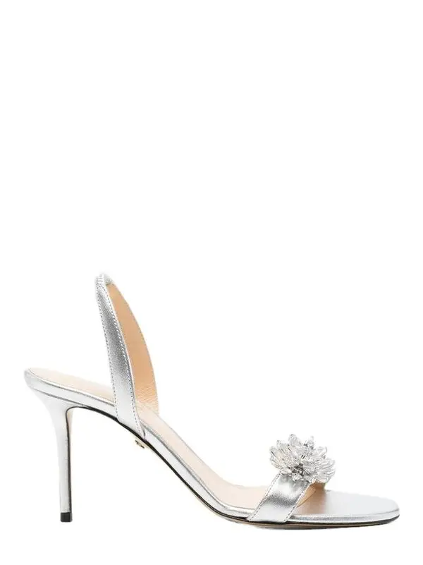 Mach & Mach Embellished Stiletto Heel Slingback Sandals - Silver