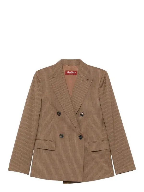 Max Mara Pinstripe Double-breasted Blazer - Brown