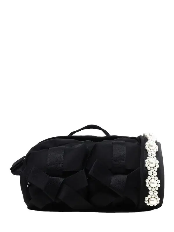 Simone Rocha Bow Detail Faux Pearl Embellished Satchel - Black