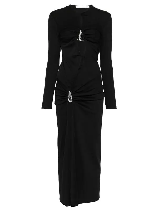 Christopher Esber Long Sleeve Twist Front Pendant Detail Gown - Black