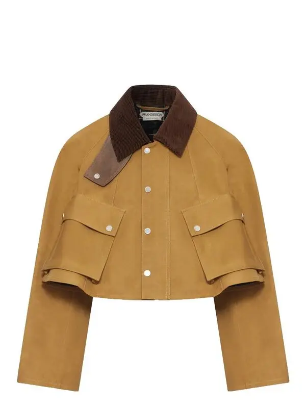 JW Anderson Cropped Jacket With Contrast Collar - Cream