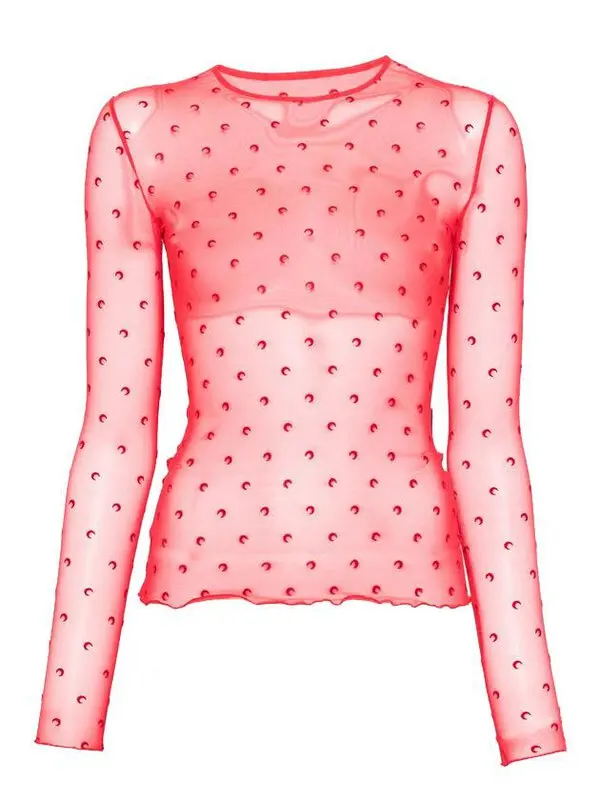 MARINE SERRE All-over Moon Print Long Sleeve Top - Red