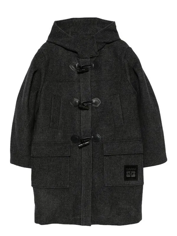 GANNI Grey Oversized Toggle Coat - Gray