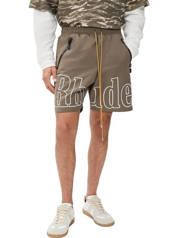 Rhude Logo Shorts - Taupe
