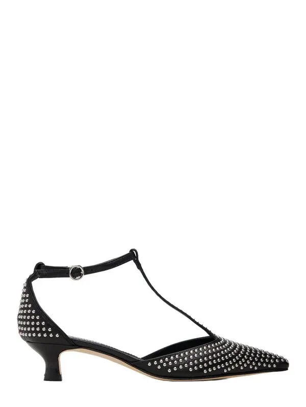 AeydĒ Liz Mini Studded Leather High Heels - Black