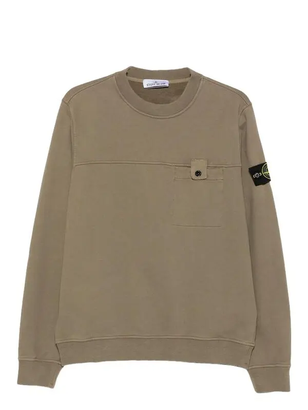 Stone Island Crew Neck Sweatshirt With Chest Pocket - Green