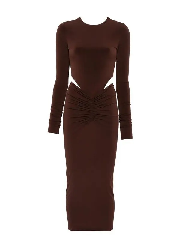 Andamane The Attico Ruched Detailing Cut-out Dress - Brown